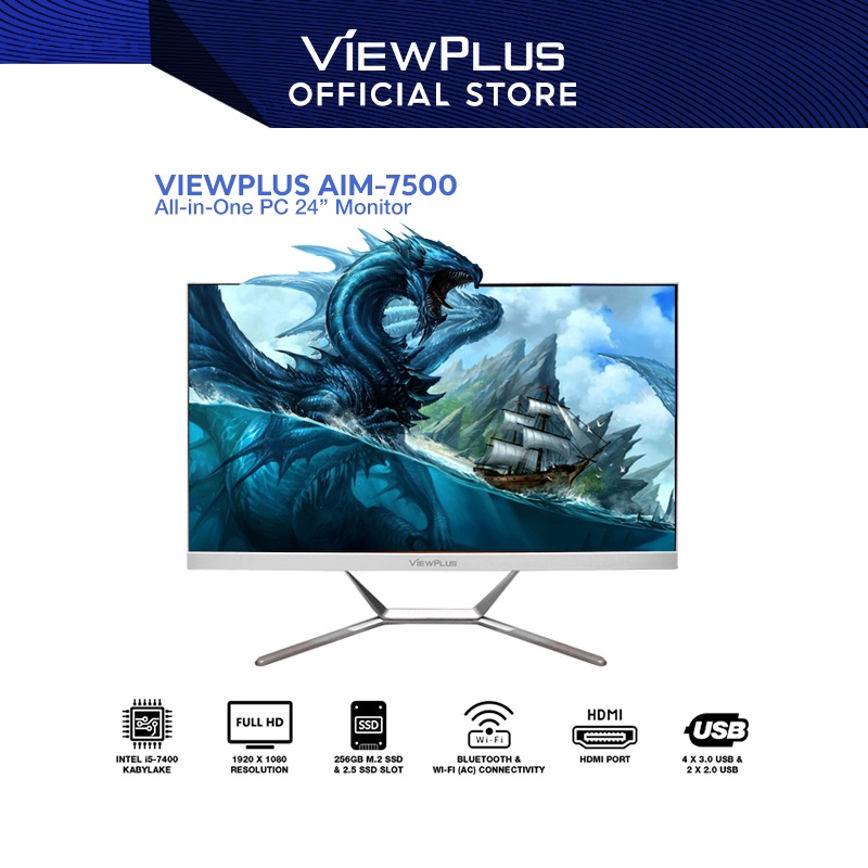 Viewplus All In One PC AIM-7500, 23.8" FHD, Intel i5-7400, 8GB DDR4 ...