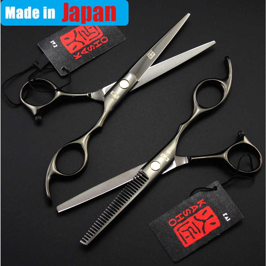 Japan Kasho Scissors High Quality Flat Cutting Scissors Tooth Scissors for Salon Barber Scissors ...