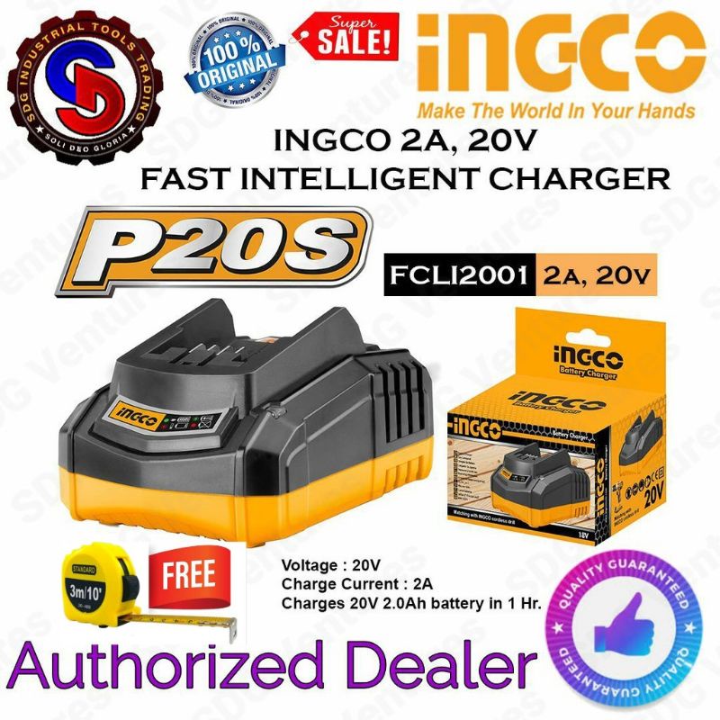 INGCO 2A / 4A, 20V Fast Intelligent Charger (FCLI2001 / FCLI2003) with ...