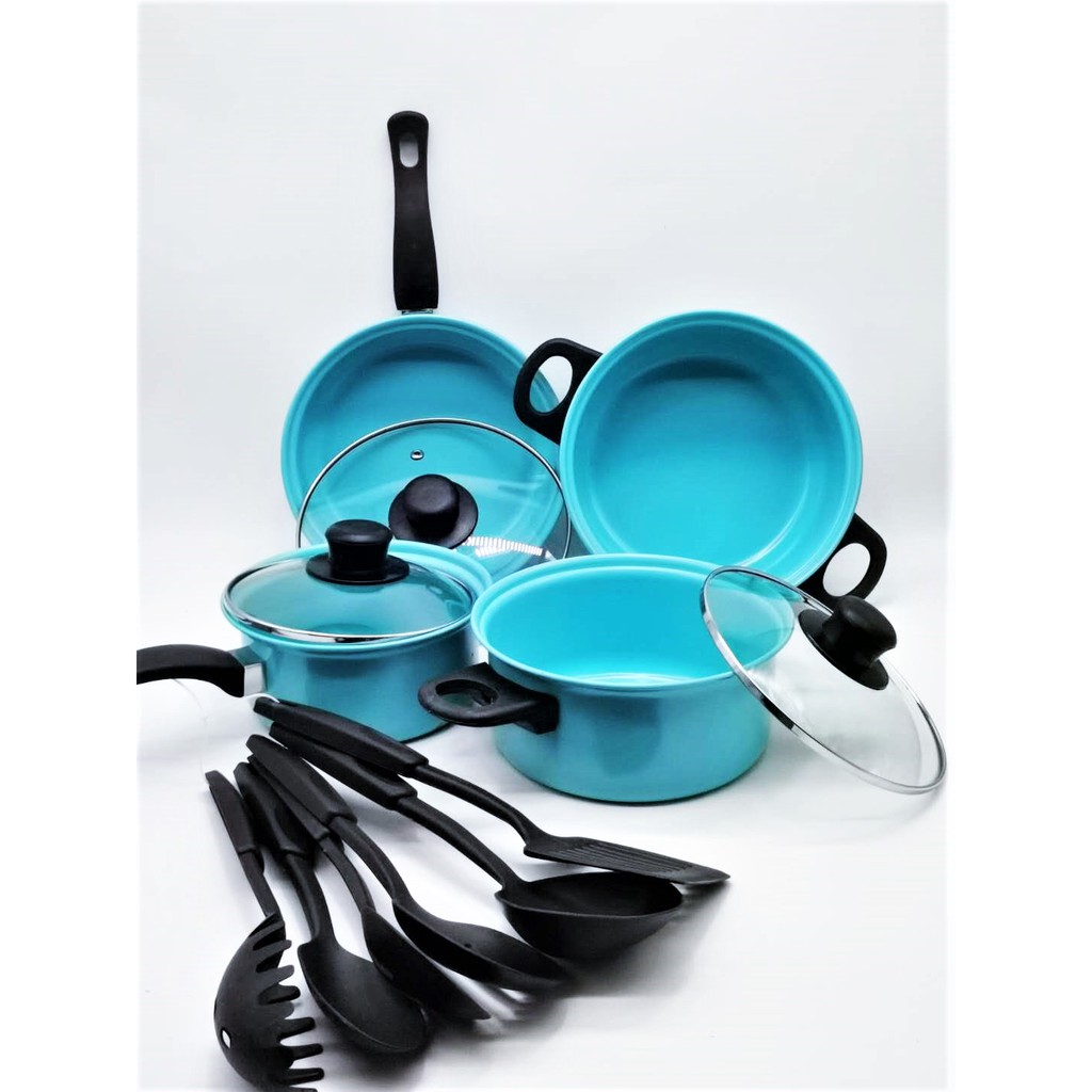 13Pcs Kitchenware Cookware Set /Soup Pot/Fry Pan _manjinbu_ | Shopee ...
