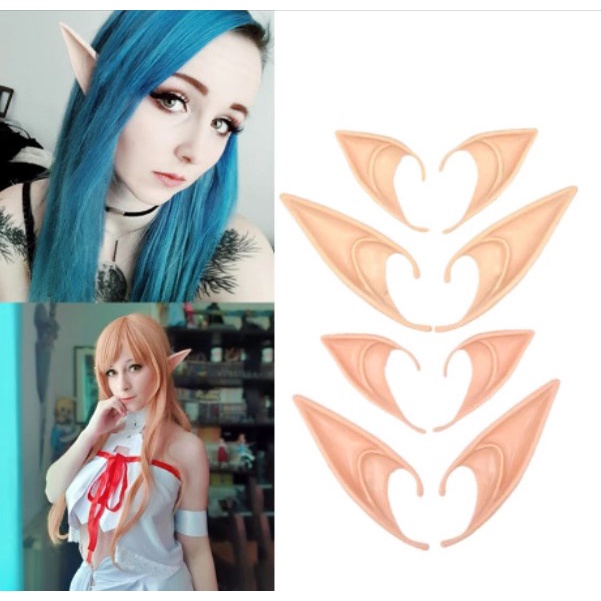 [Rob] 1Pair Elf Ears Halloween False Ears Cosplay Props Teeth Fangs ...