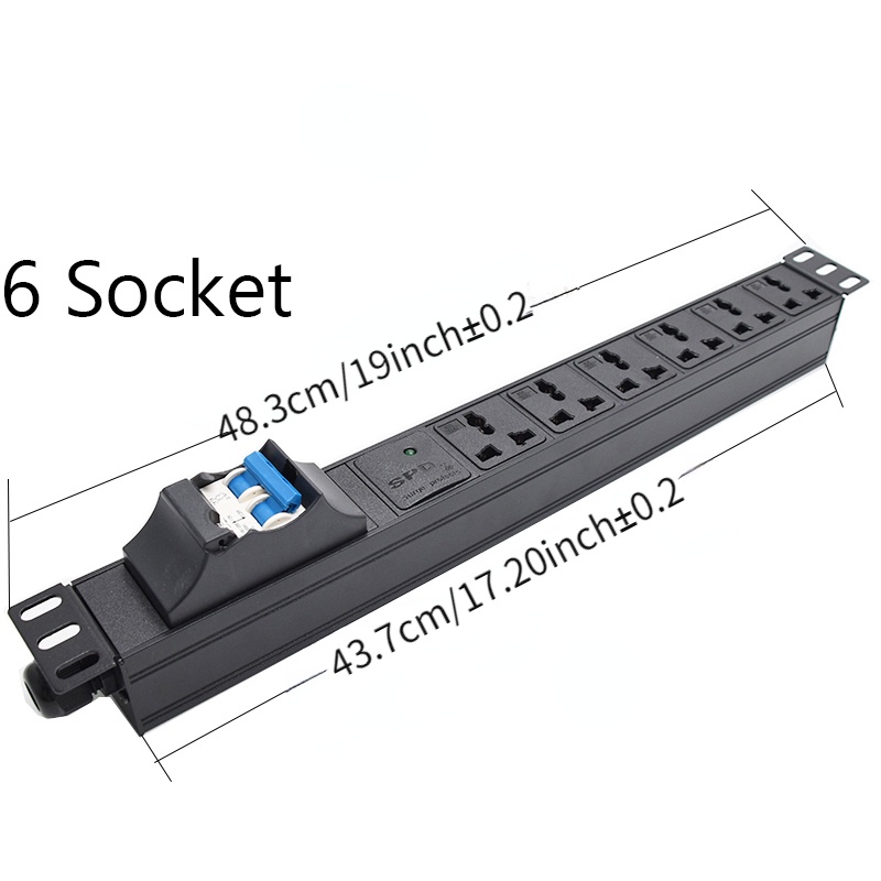 Server Rack Power Distribution Unit PDU Power Strip 2 - 10 Outlets with 16A Circuit Breaker and ...