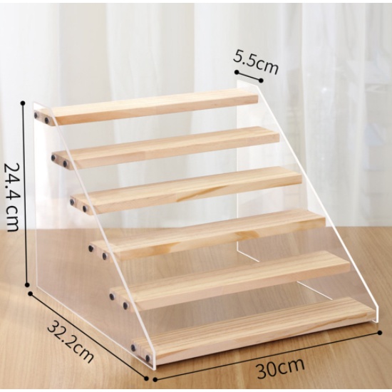 2-7 tier Acrylic Wooden Display Rack / Riser Wood Figure Stand Perfume ...