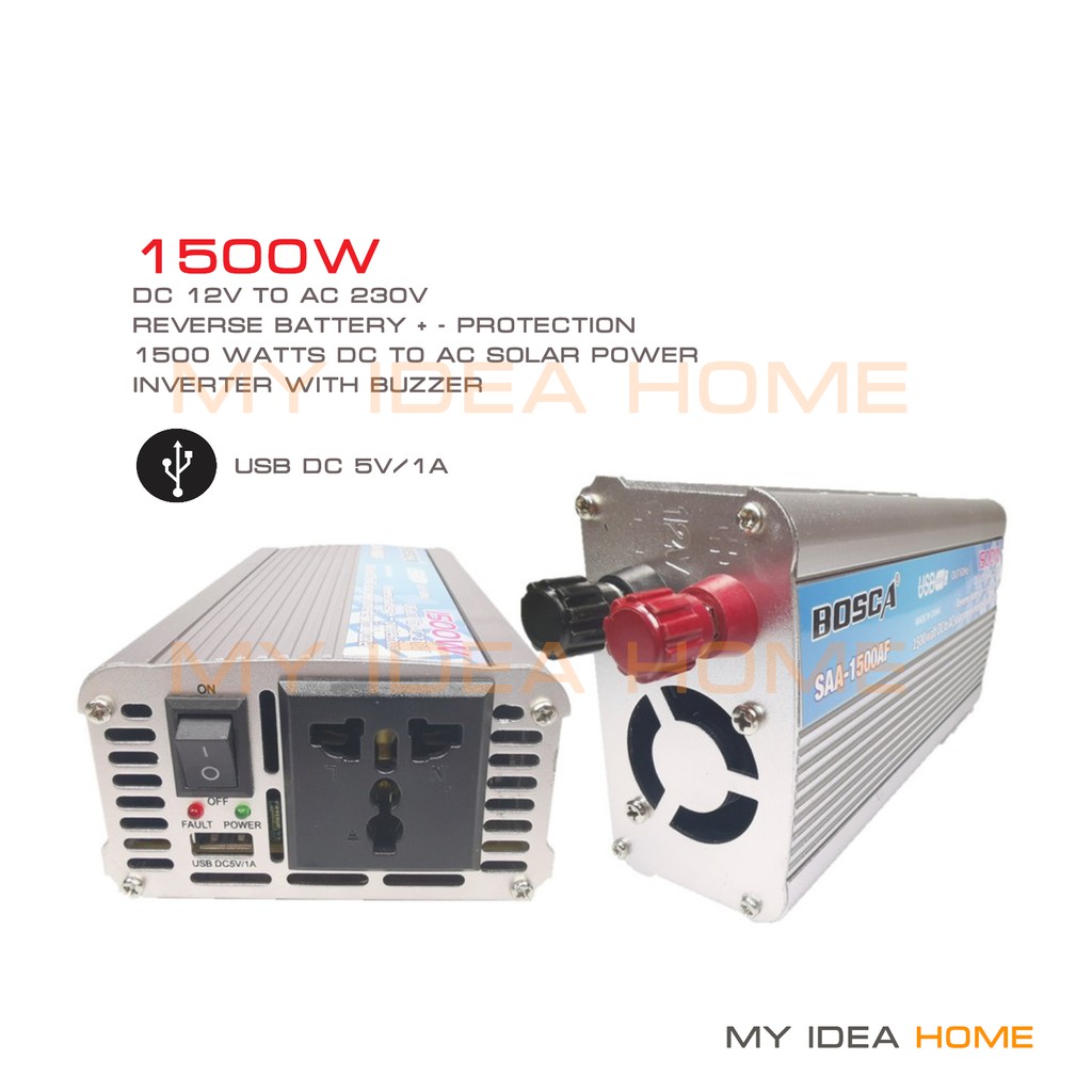 BOSCA Inverter 500w 1000w 1500W 2000W DC12V To AC 220-230V Car home ...