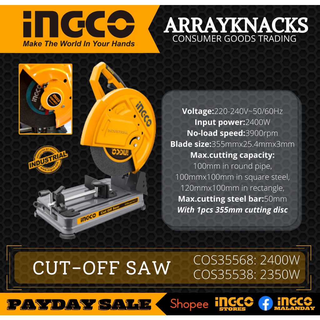 INGCO - CUT-OFF SAW 2350W (COS35538) POWERTOOLS | Shopee Philippines