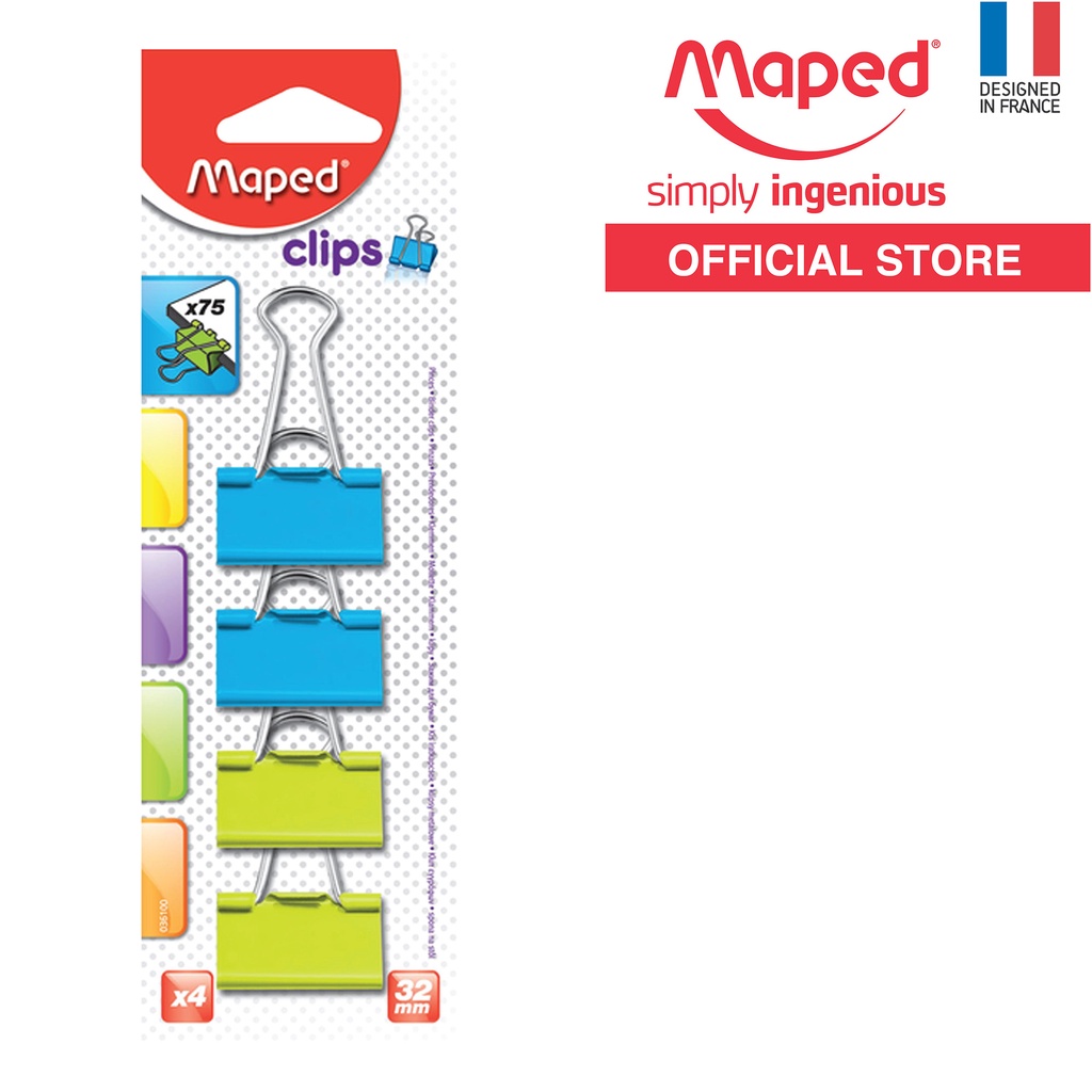 MAPED Colored Double Clip 4s 32mm 1-1/4''' (036100) | Shopee Philippines