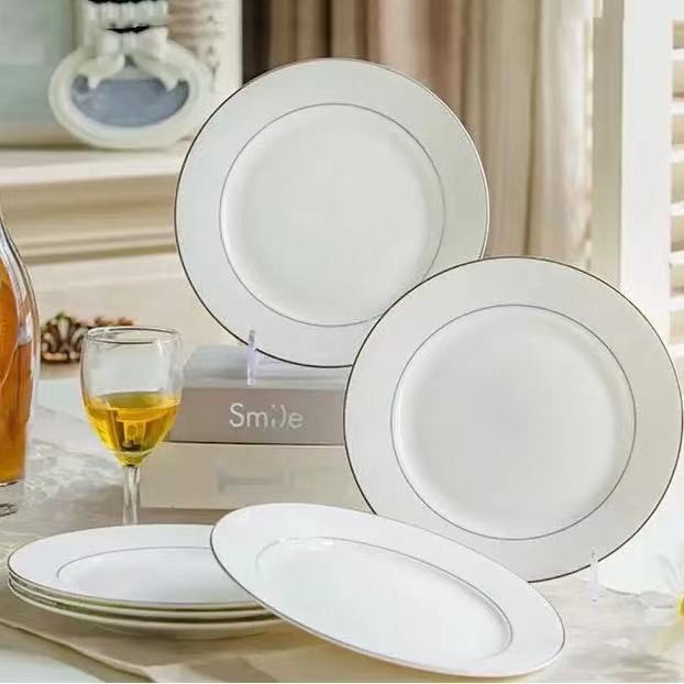SILVER LINE CERAMIC PLATE DINNERWARE PLAIN PLATE BOWL | Shopee Philippines