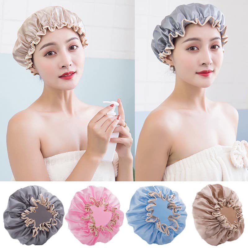 2 layer waterproof shower cap thickened women's shampoo cap bath cap ...