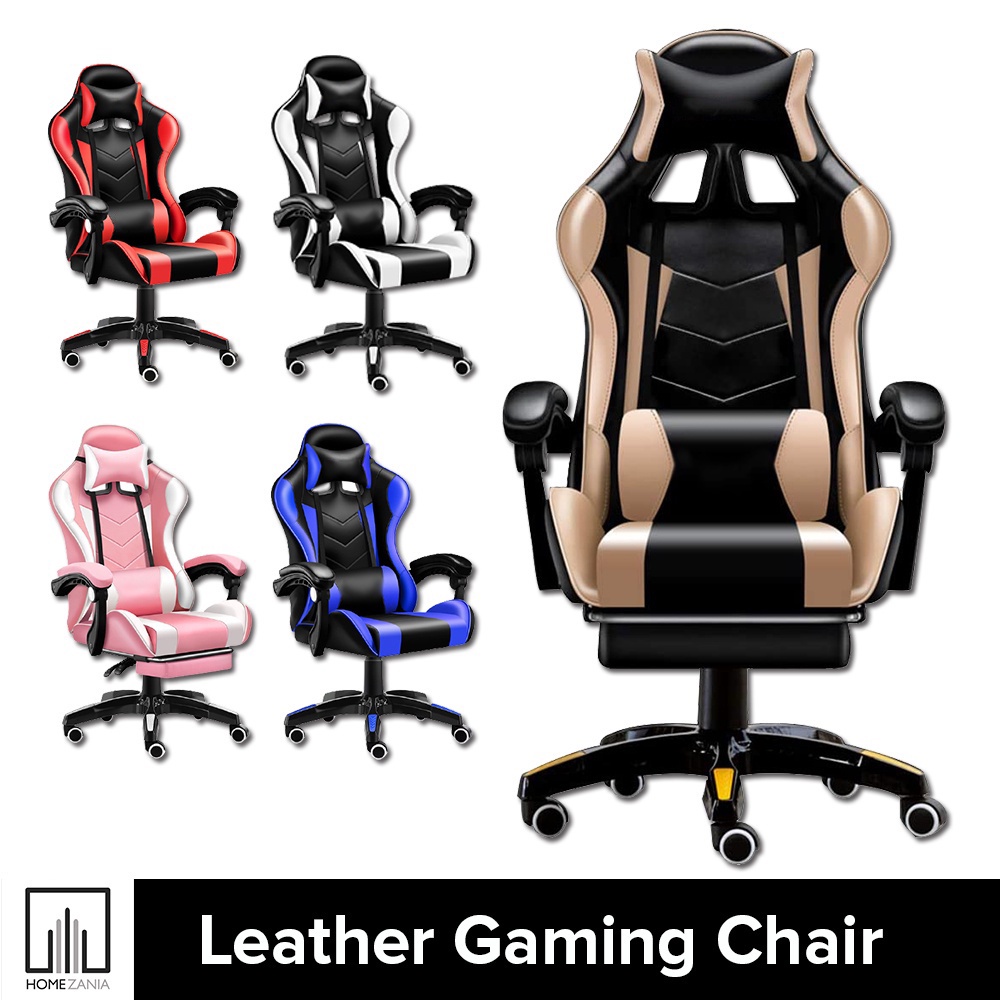 Home Zania Leather Office Gaming Chair Ergonomic Office Computer Chair ...