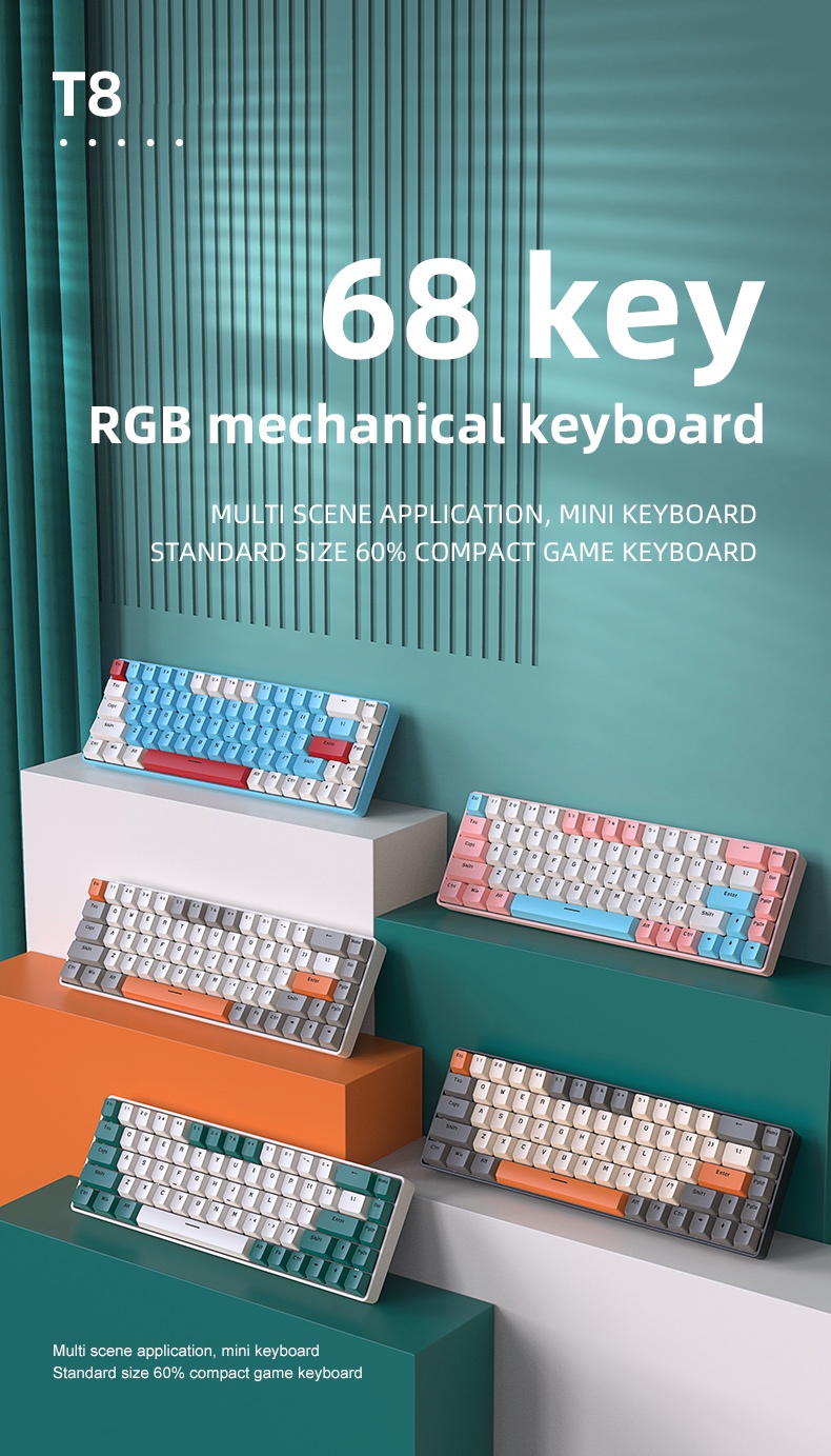 ZIYOULANG T8 RGB 68 Keys Mechanical Keyboard Type-C Wired Gaming Backlight | Shopee Philippines