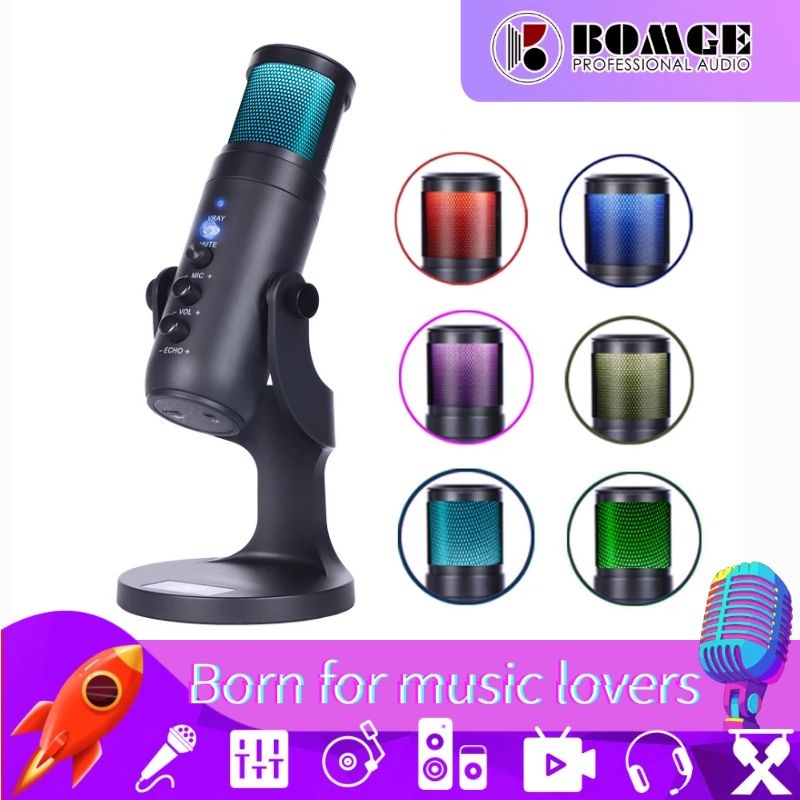 BOMGE RGB USB Condenser Microphone for Gaming, Streaming ,Zoom Meeting ...