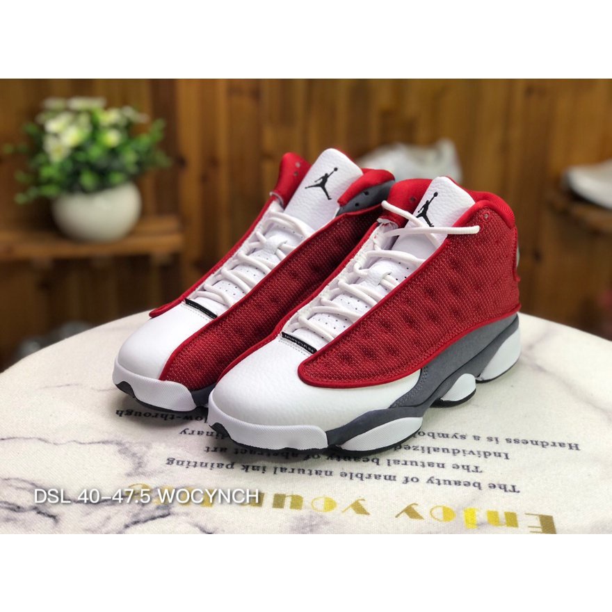 2021 AJ13 Retro High “He Got Game” Gray White Red AJ13 Basketball shoes ...