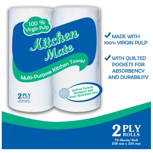 Kitchen Mate Multi Purpose Kitchen Towel Regular 75 sheets/ roll (2s ...