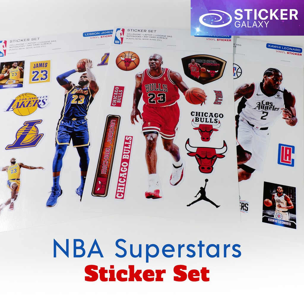 Jordan, Lebron, Kobe, Curry, Kawhi, Giannis STICKER SET (NBA stars ...