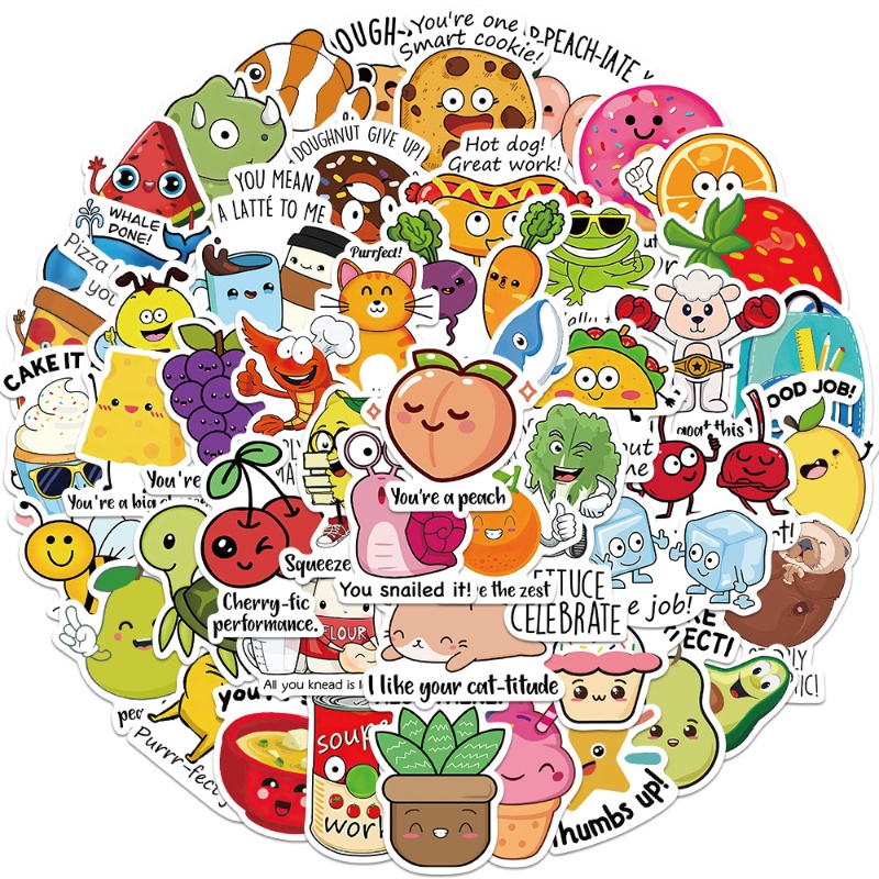 50pcs Reward Stickers for Kids, Cute Fruit Food Stickers for Teachers ...