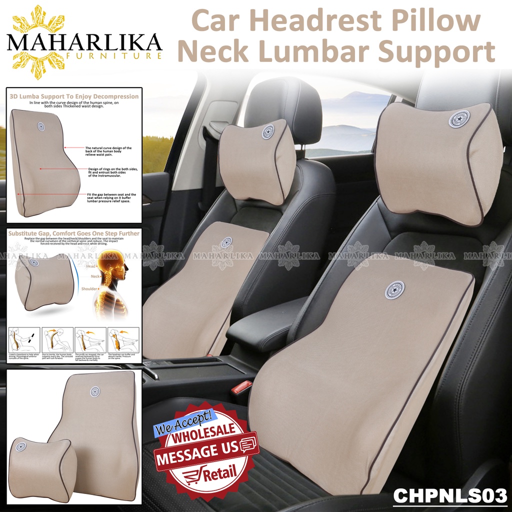 Maharlika CHPNLS03 Car Headrest Set Car Backrest Cushion Lumbar Pillow ...