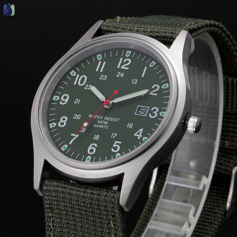 Yy Men Military Watch Quartz Analog Clock Canvas Wristband Sports Army ...