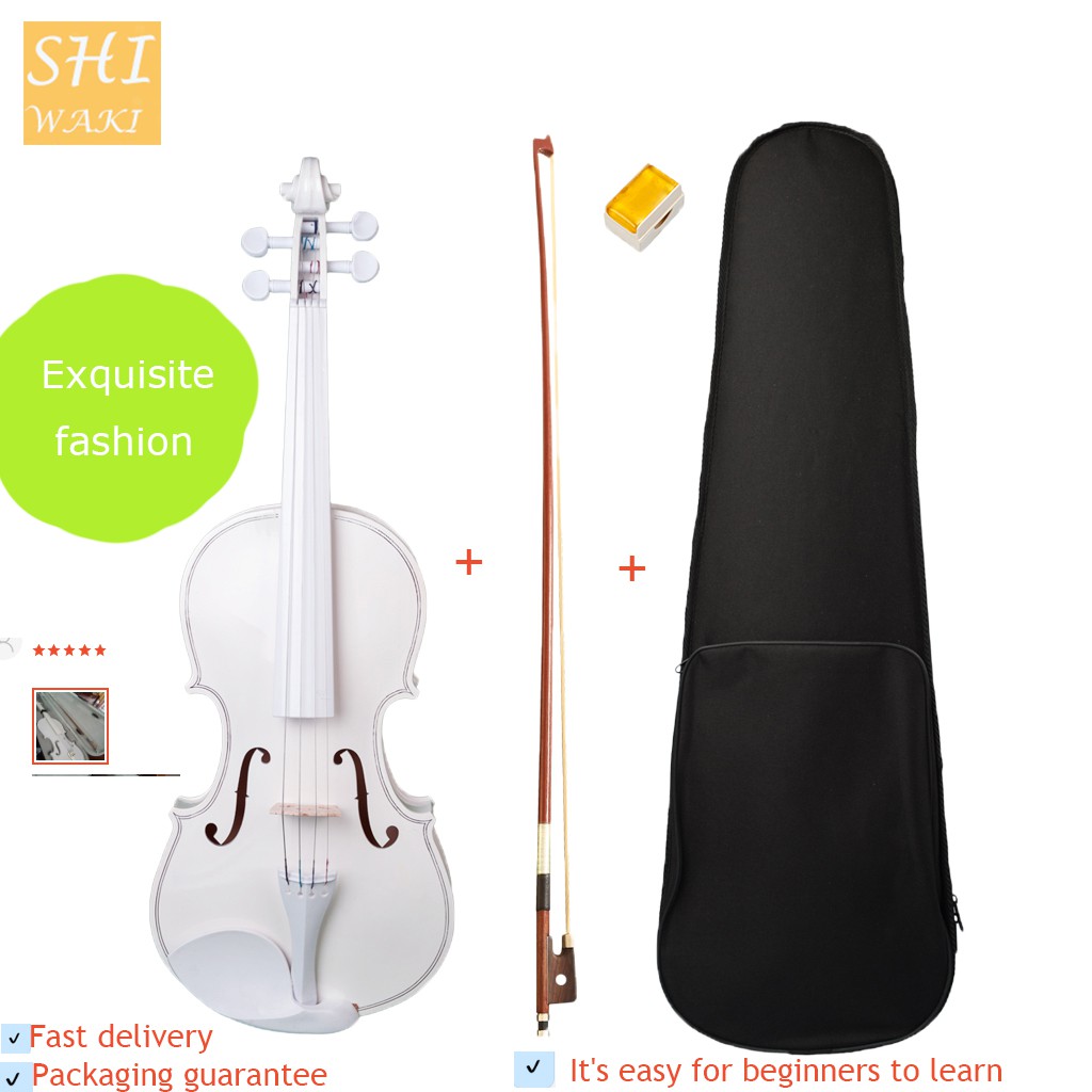 IN STOCK4/4 White Solid Wood Violin Kit with Case Rosin for Beginners ...