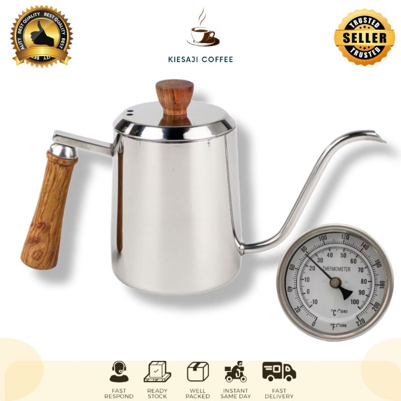 Goose Neck coffee kettle thermometer V60 600ml 350 ml / Pour Over ...