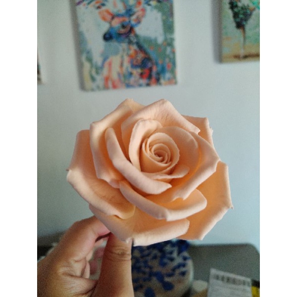 3inch large size light peach hybrid tea rose gumpaste edible flower ...