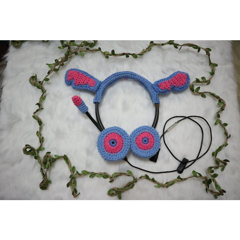 Stitch inspired Crochet Headset cover with mic cover | Shopee Philippines
