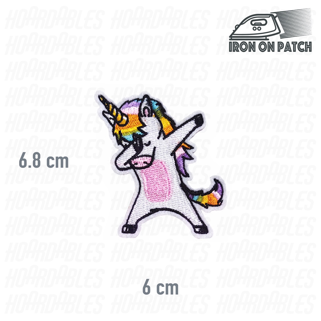 Unicorn Dab Rainbow Animal Iron On Sew DIY Decor Embroidered Patch ...