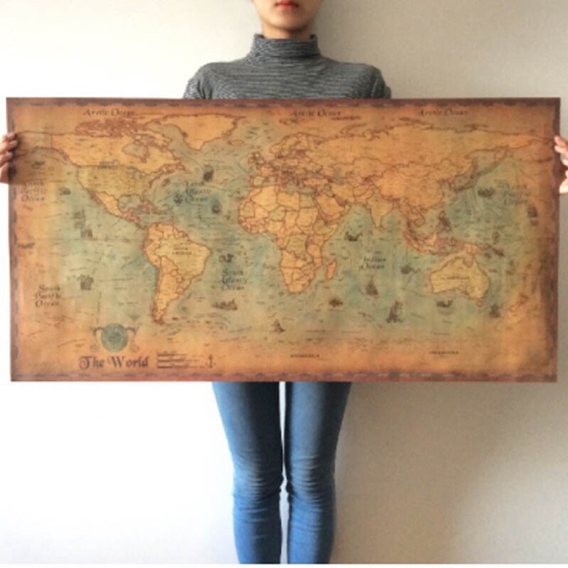 Peta Dunia Vintage World Map Wallpaper Living Room Poster | Shopee ...