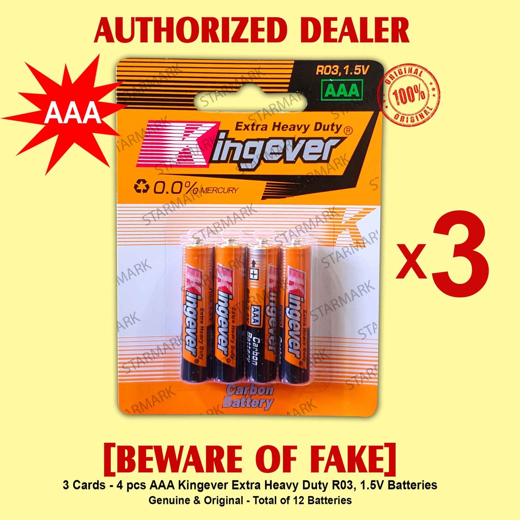 King Ever Battery Batteries AAA Triple A 4 pcs AAA Batteries per Card ...