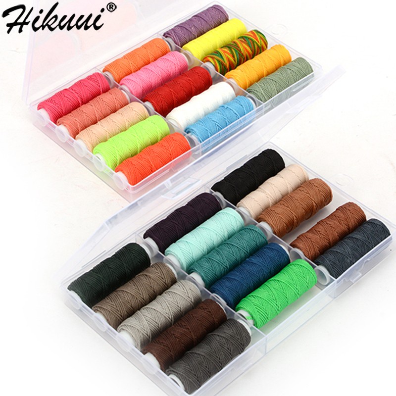 15Pcs Wax Thread Set Waxed Cords Polyester Leather Sewing Thread Wax ...