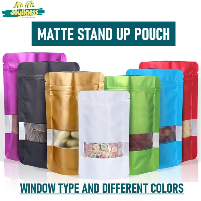 50pcs Stand Up Pouch with Zip Lock and Window Different Colors ...