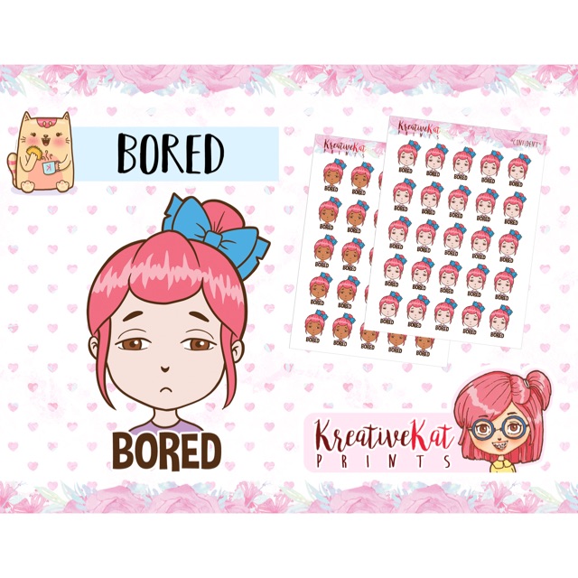 Planner Stickers - BORED - Mood Stickers, Kawaii Stickers | Shopee ...