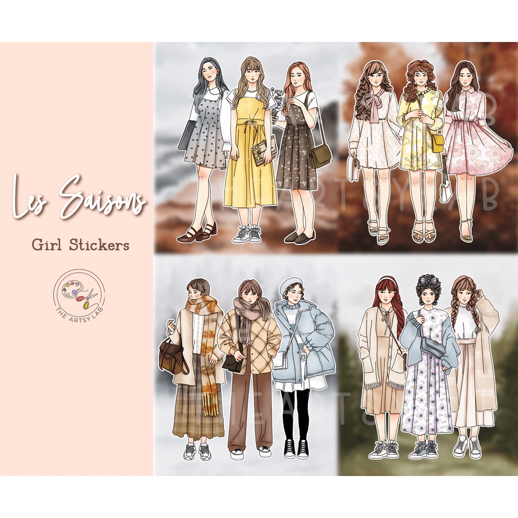 Les Saison Girl Sticker, Die Cut, Journal Planner Stickers, Cute ...