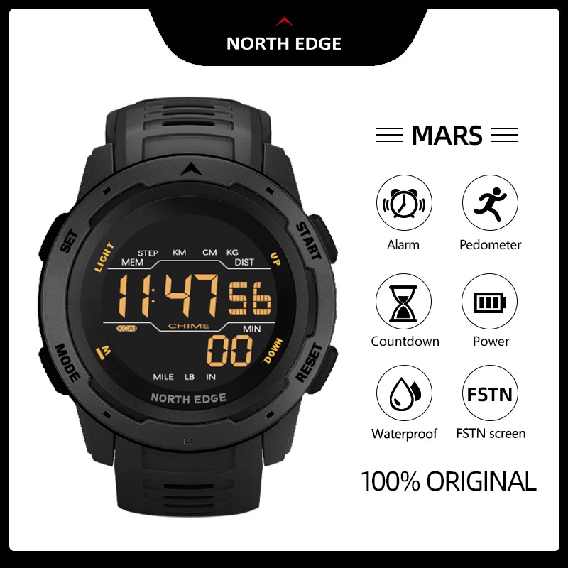 NORTH EDGE MARS Men Watch Original Waterproof 50 Mmen's Watch Outdoor Digital Sport Watches ...