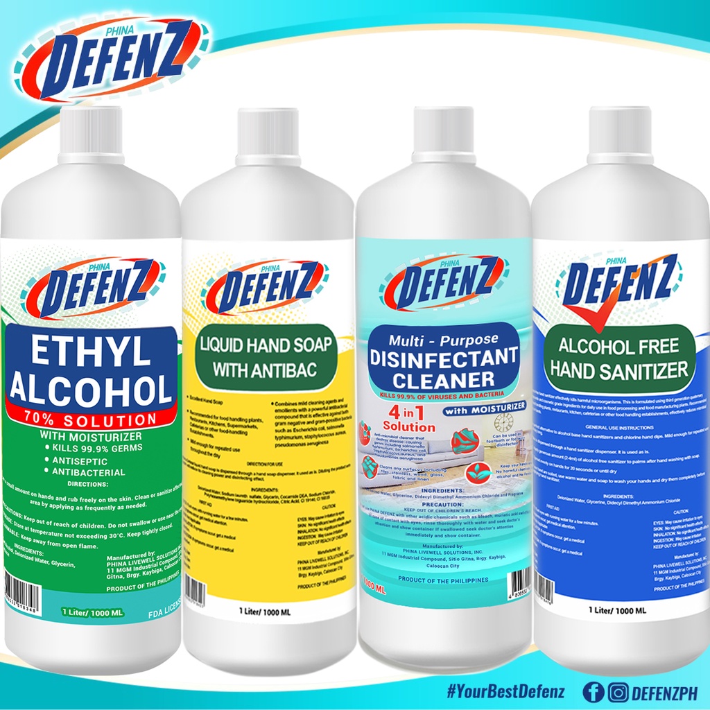 Defenz 4in1 Multipurpose Cleaner,Liquid Hand Soap with Antibac,Ethyl ...