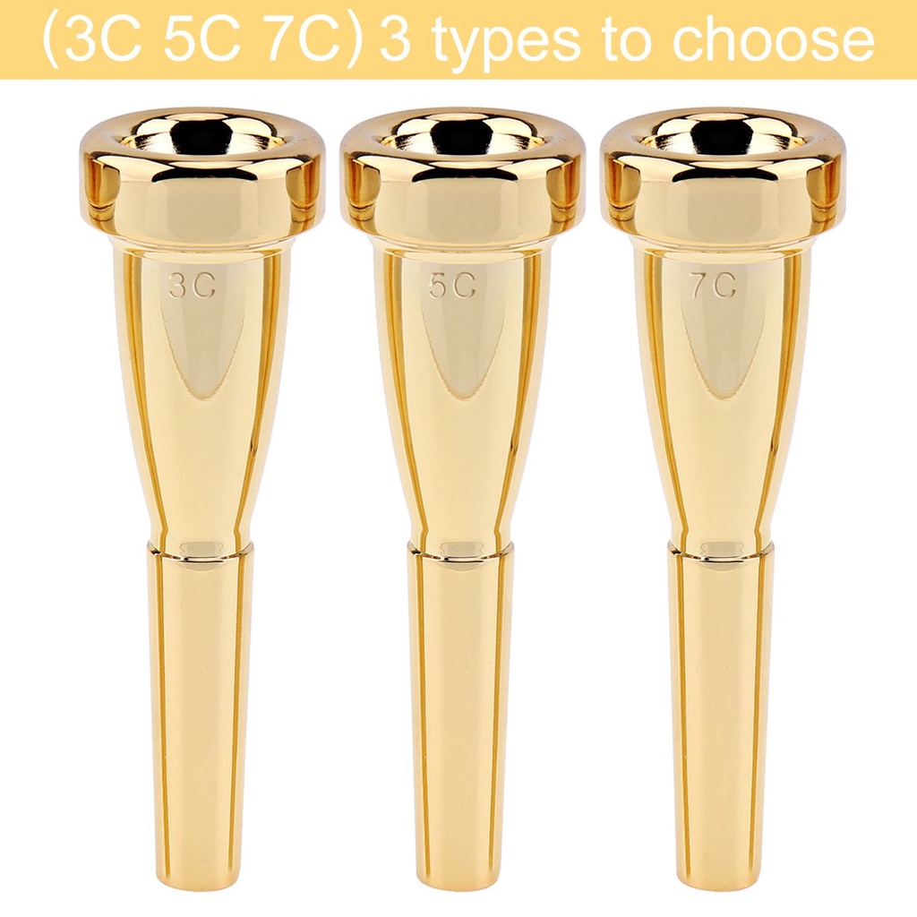 3 size optional 3C 5C 7C Gold Plated Metal Trumpet Mouthpiece Bullet ...