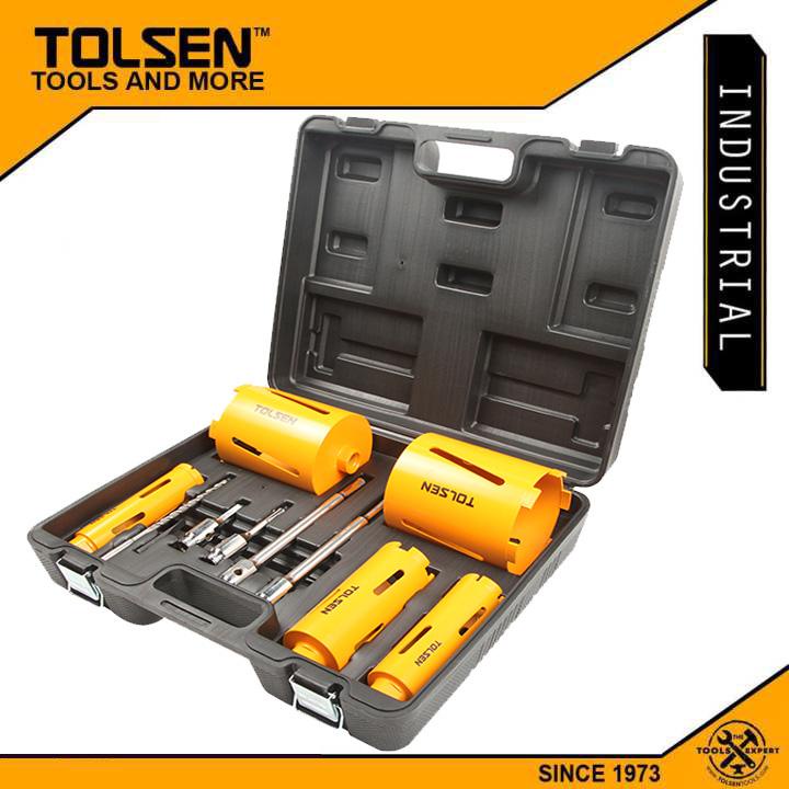 Tolsen 11pcs Diamond Core Drill Set w/ Case For Solid Concrete 75881 ...