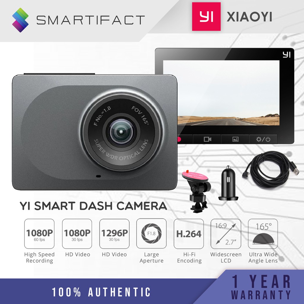 YI Smart Dash Cam With ADAS 2.7" Screen Full HD WiFi Night Vision | Shopee Philippines
