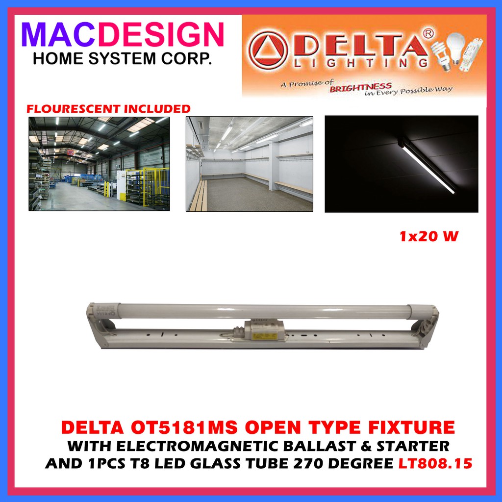 Delta OT5181MS Open Type Fixture with Electromagnetic Ballast and ...