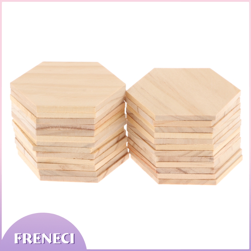 25Pcs Unfinished Hexagon-Shaped Wood Pieces Wooden Coasters, Light ...