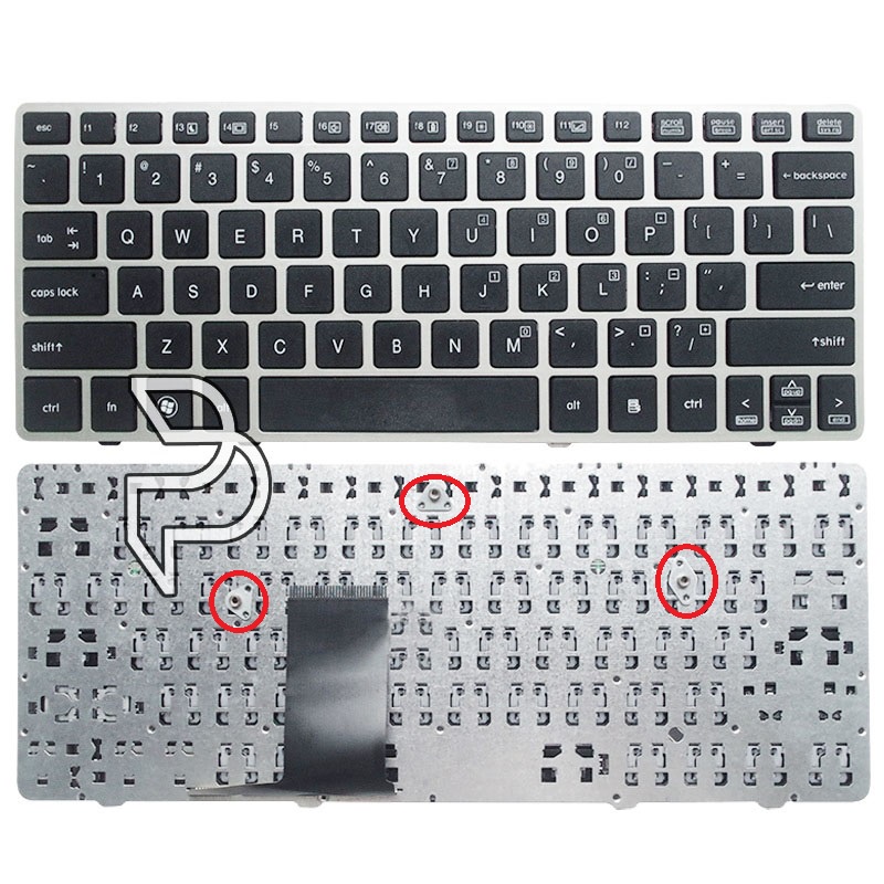 HP EliteBook laptop Keyboard 2570P, 2570, 2560, 2560P, Silver Frame ...