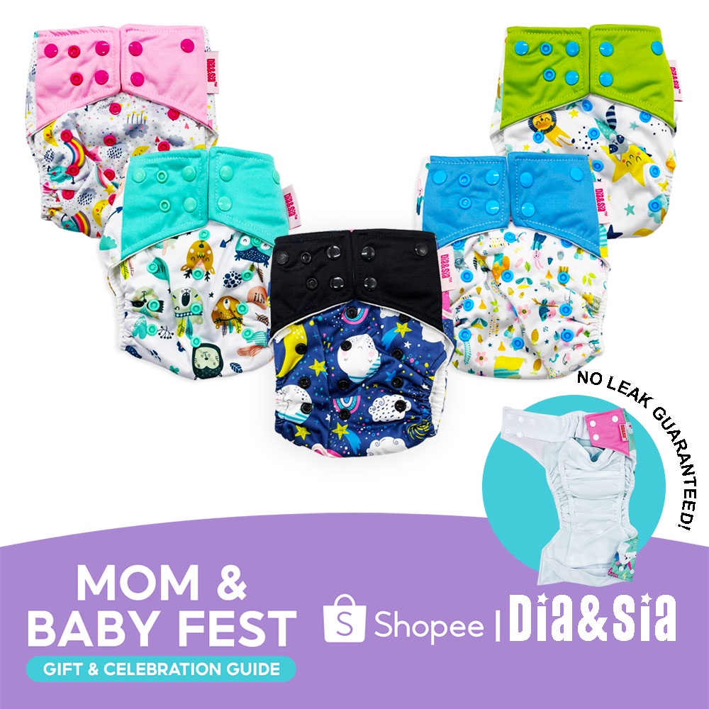 c Dia&Sia Cloth Diaper w/ Double Leg Gussets and inserts | Shopee ...