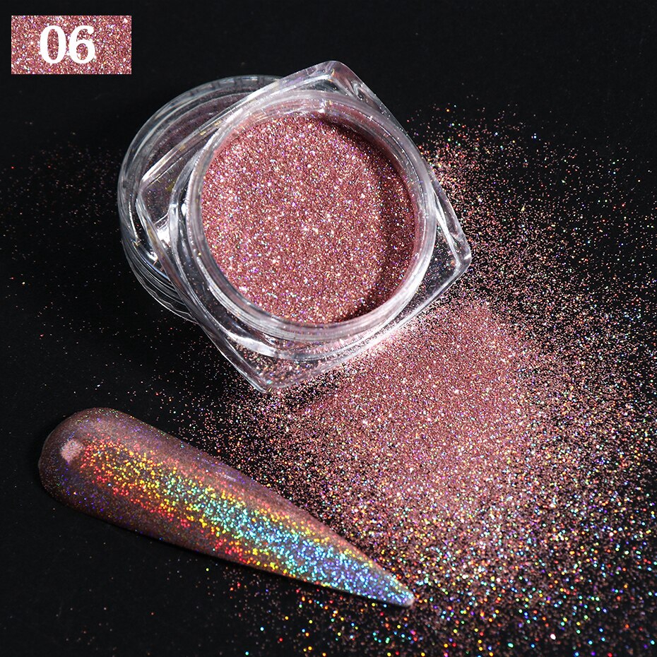 Hama Nail 1g Laser Silver Holographic Nail Glitter Powders Chrome