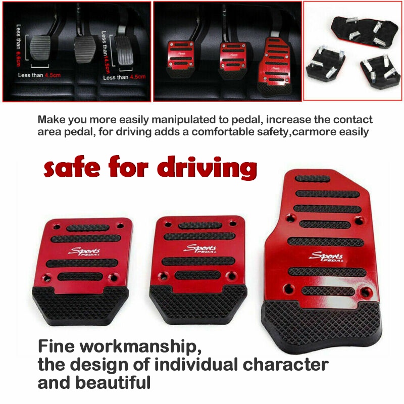 2/3Pcs Manual Car Pedal Pad Universal Anti-Slip Brake and Gas ...