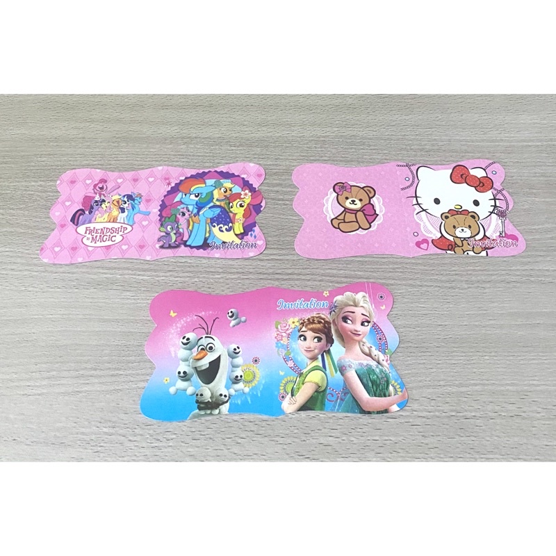 10 pcs little pony frozen hello kitty character birthday invitations ...
