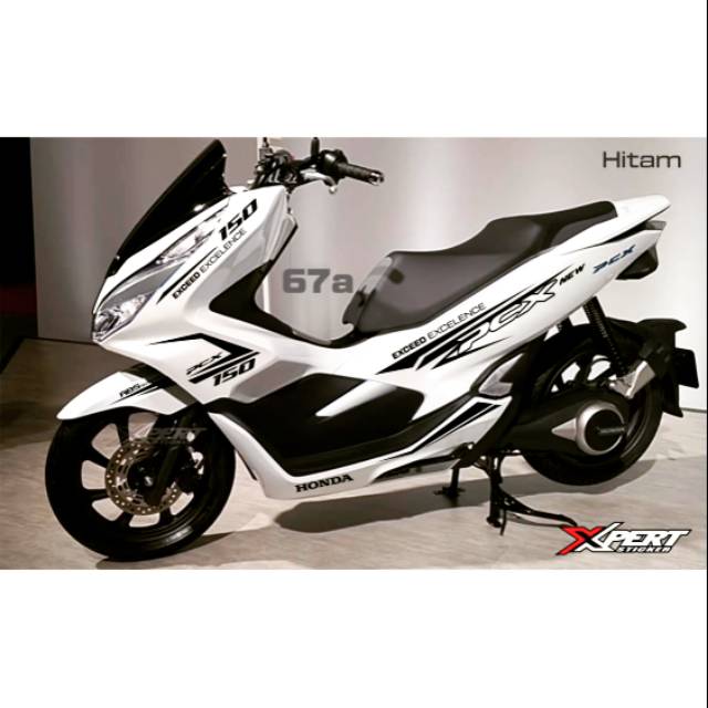 HITAM PUTIH Cutting sticker for Honda PCX, white with black striping ...