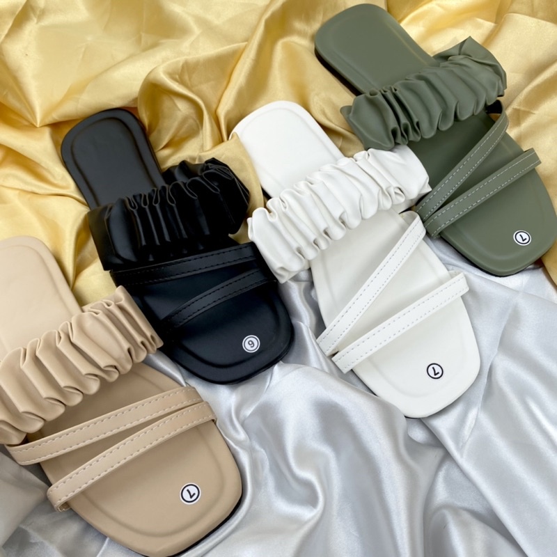 Jill Crumpled Z Straps for Womens Flats Sandals | Shopee Philippines