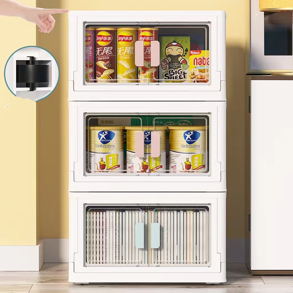 Folding Storage Cabinet doors With Easy Open Door Plastic Storage Boxes ...