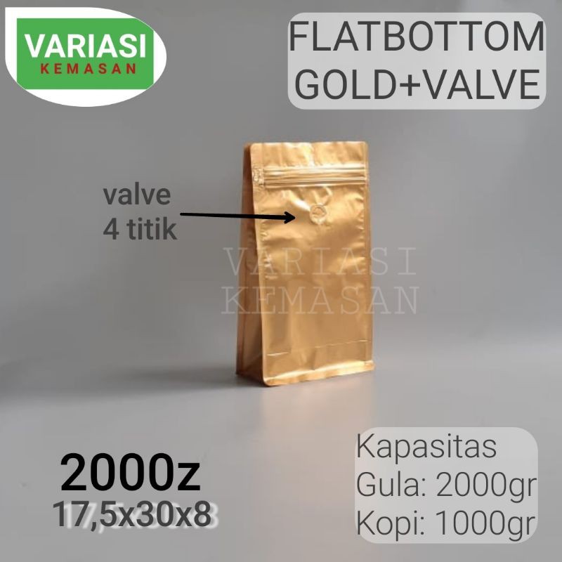 Gusset Flatbottom Gold Coffee Packaging 2000gr 4-point VALVE | Shopee ...