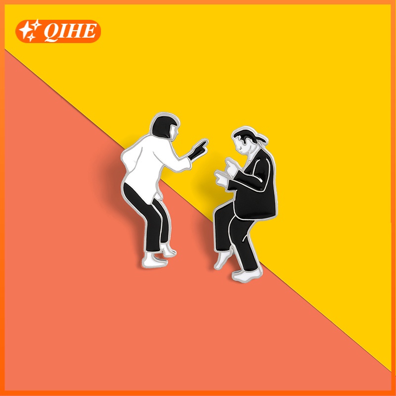 Pulp Fiction Enamel Pins Custom Black White Movie Role Brooches Bag ...