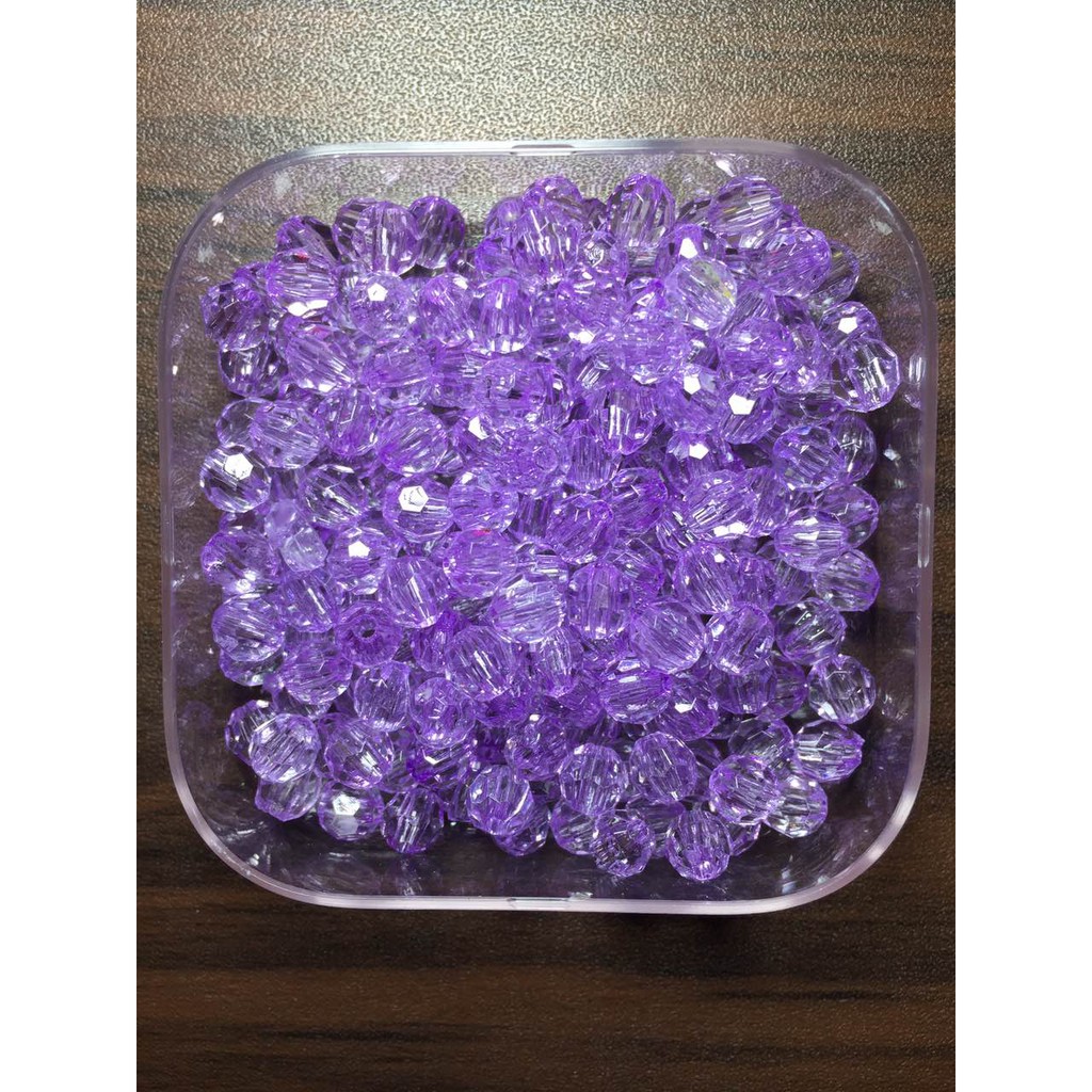 Veeds 100 Pcs Round Beads 6mm Clear Faceted DIY Beads Art and Craft ...